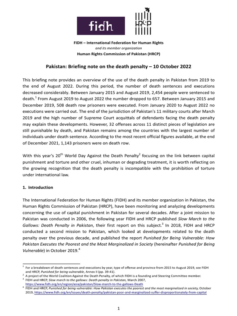 Pakistan Death Penalty Trends 2019-2022 | PDF | Capital Punishment ...