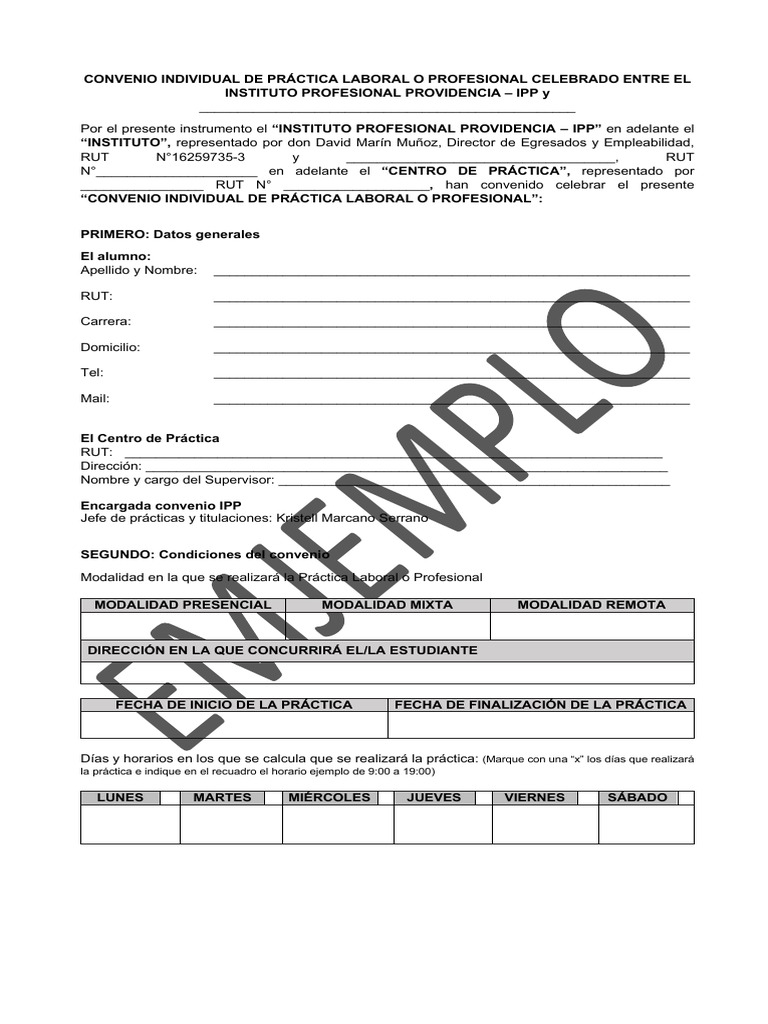 Convenio Individual de Prácticas (Ejemplo) | PDF | Confidencialidad