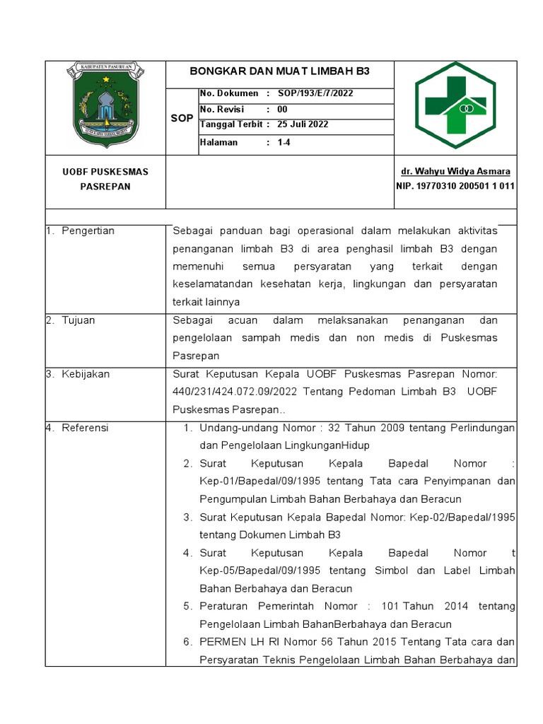 Bongkar Dan Muat Limbah B3 - 2022 | PDF