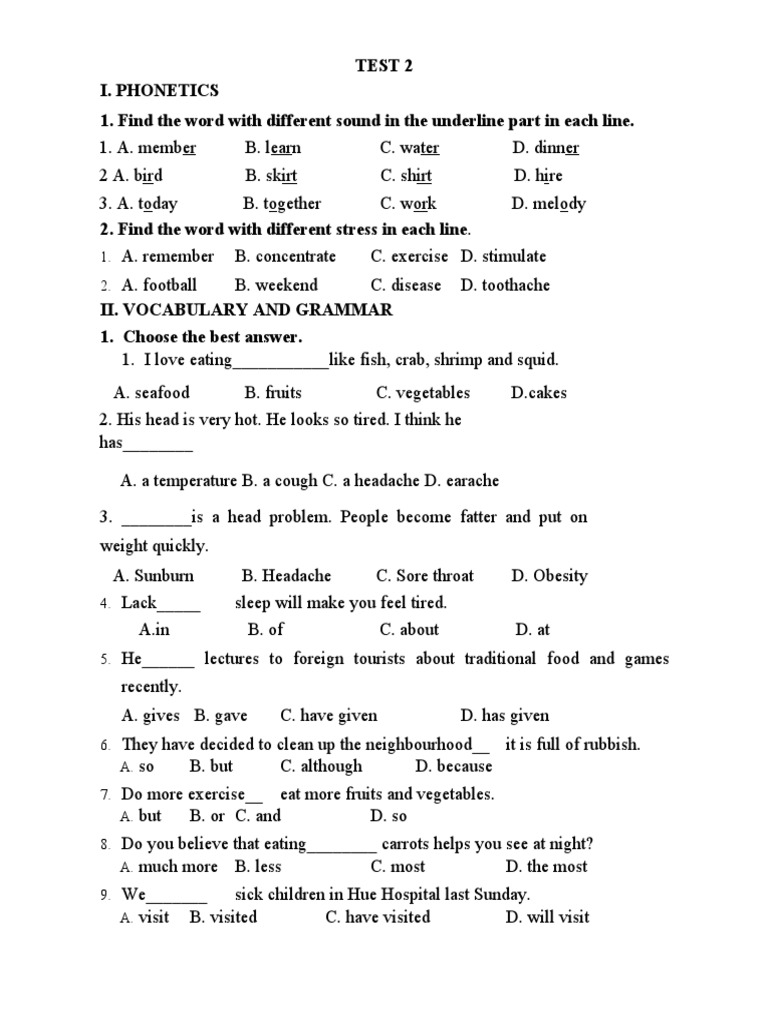 Test 2 | PDF | Hobbies