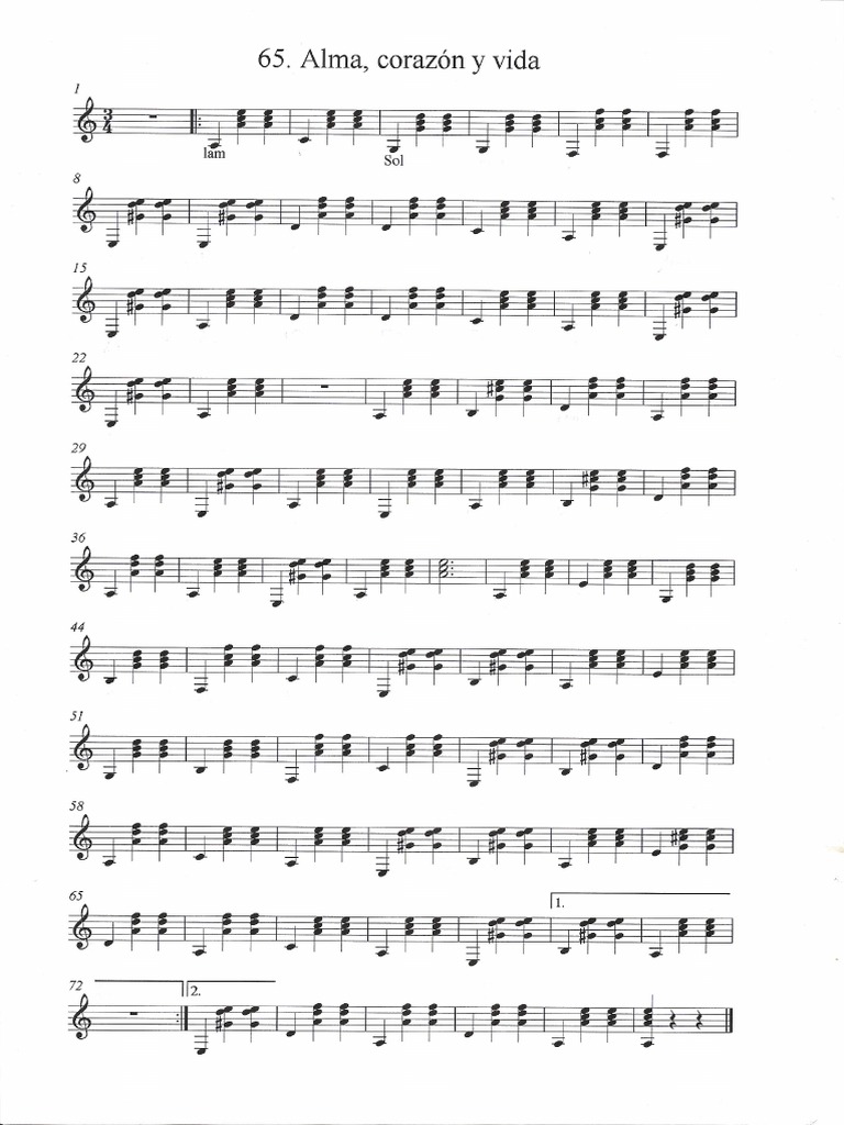 Alma, Corazón y Vida - Partitura Guitarra | PDF
