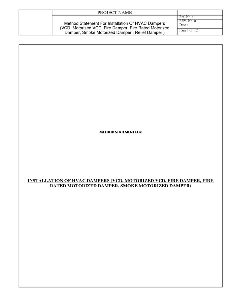 Method Statement For Installation of HVAC Dampers | PDF | Duct (Flow ...