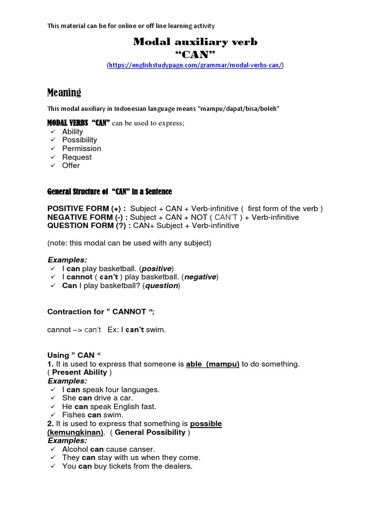 A Comprehensive Guide to the Uses and Structures of the Modal Auxiliary Verbs "Can" and "Will ...