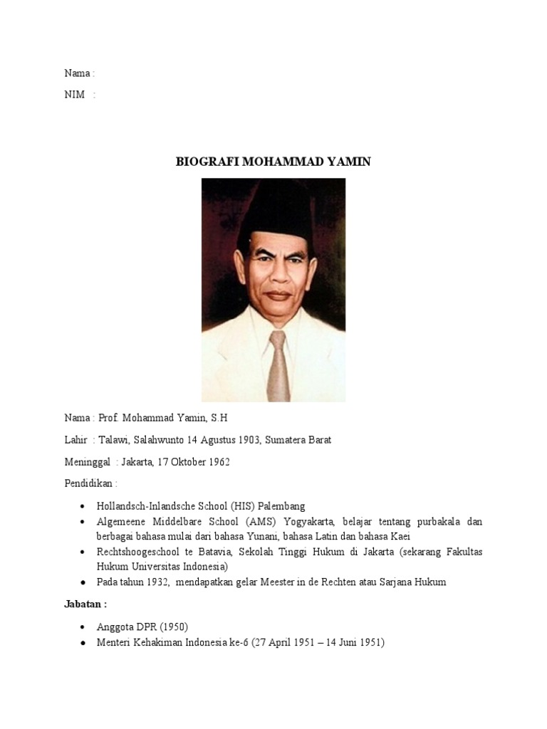 Biografi Mohammad Yamin | PDF | Politik | Perjalanan