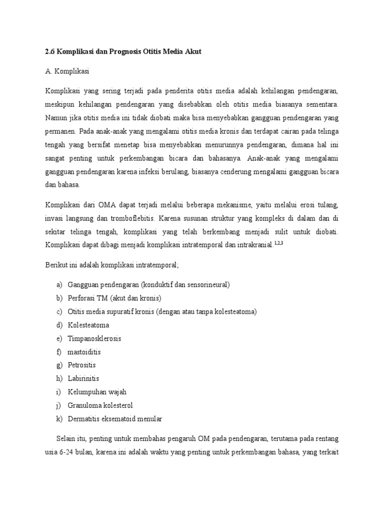 Komplikasi Dan Prognosis OMA | PDF