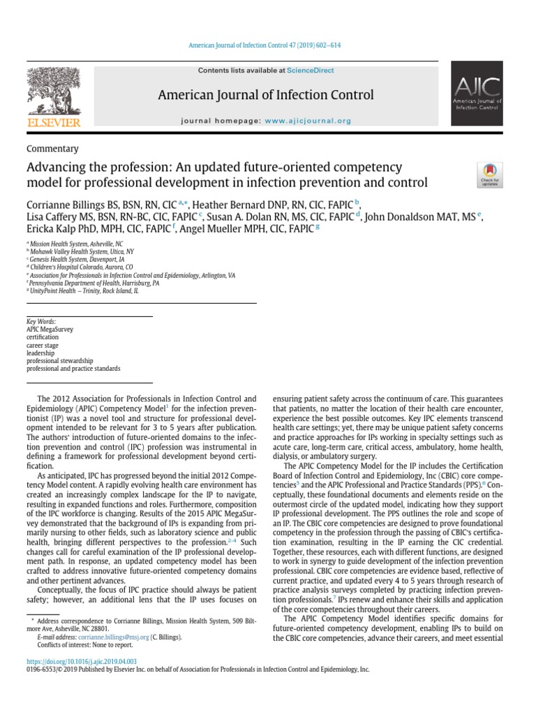 June 2019 AJIC Article APIC Competency Model | PDF | Preventive Healthcare | Mentorship