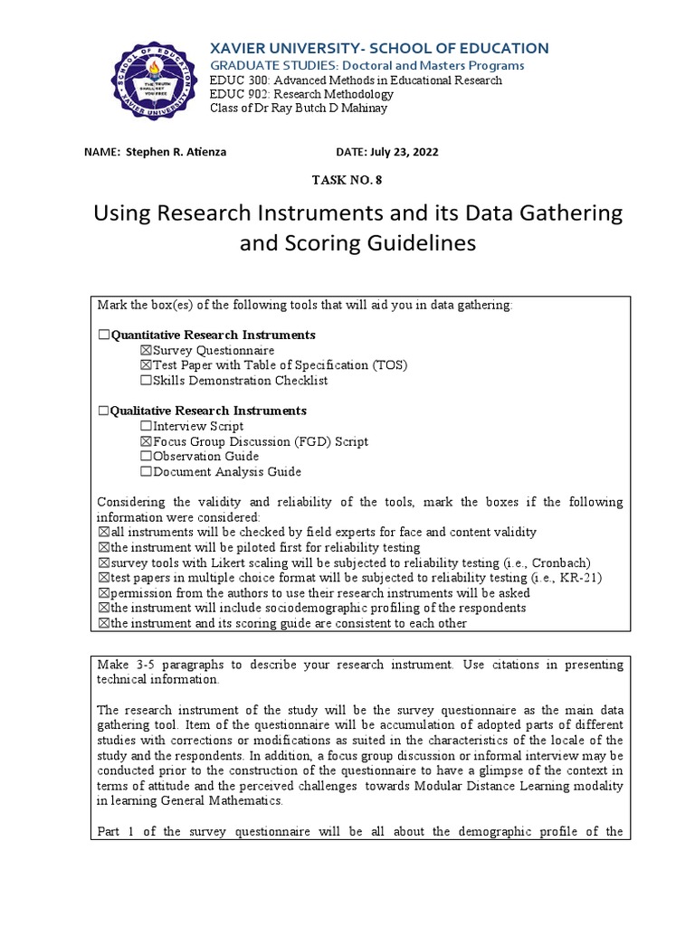 Research Methods Task 8 | PDF