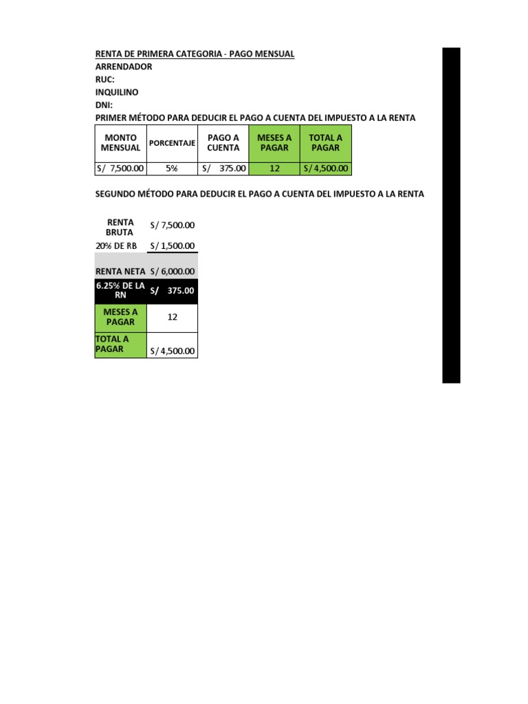 Deducción Impuesto Renta Primera Categoría | PDF | Impuestos | Gobierno