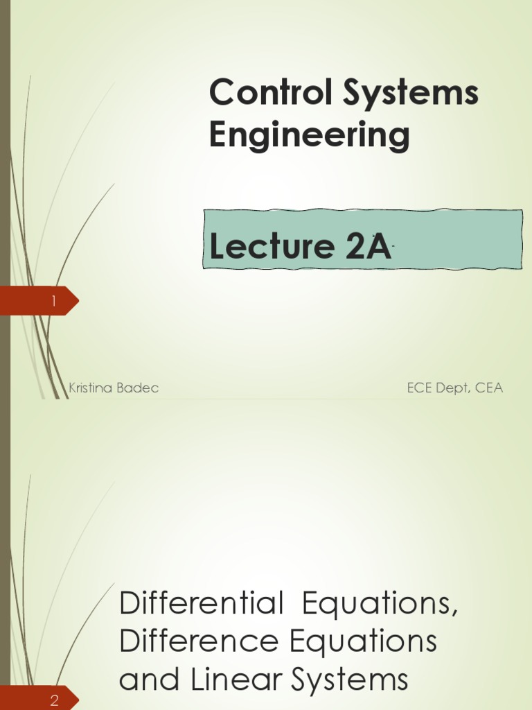 LECTURE Differential Equations, Difference Equations and Linear Systems | PDF | Equations ...