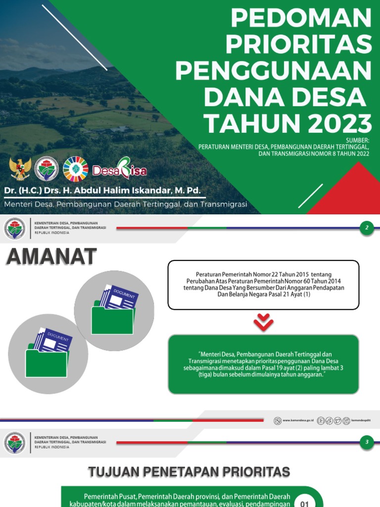 Prioritas DD 2023 Presentasi Permendes PDTT No 8 Tahun 2022 TTG Prioritas Penggunaan Dana Desa ...