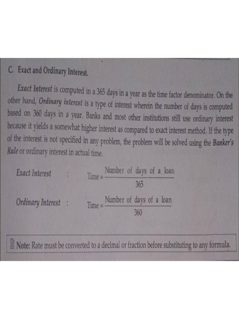 Math 18 Exact and Ordinary Interest | PDF