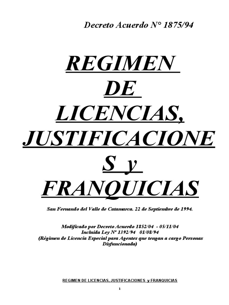 Reg. Licencias Justif. y Fran. | PDF | Finanzas y dinero | Derecho