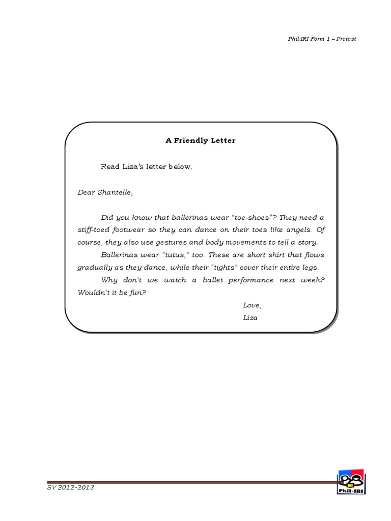 Grade 5 Friendly Letter Example | PDF