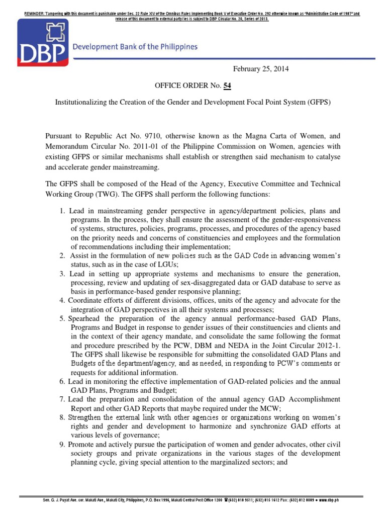 Institutionalizing Gender Mainstreaming: The Creation of Gender and ...