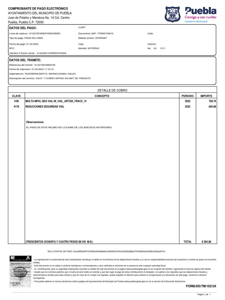 Comprobante de Pago | PDF