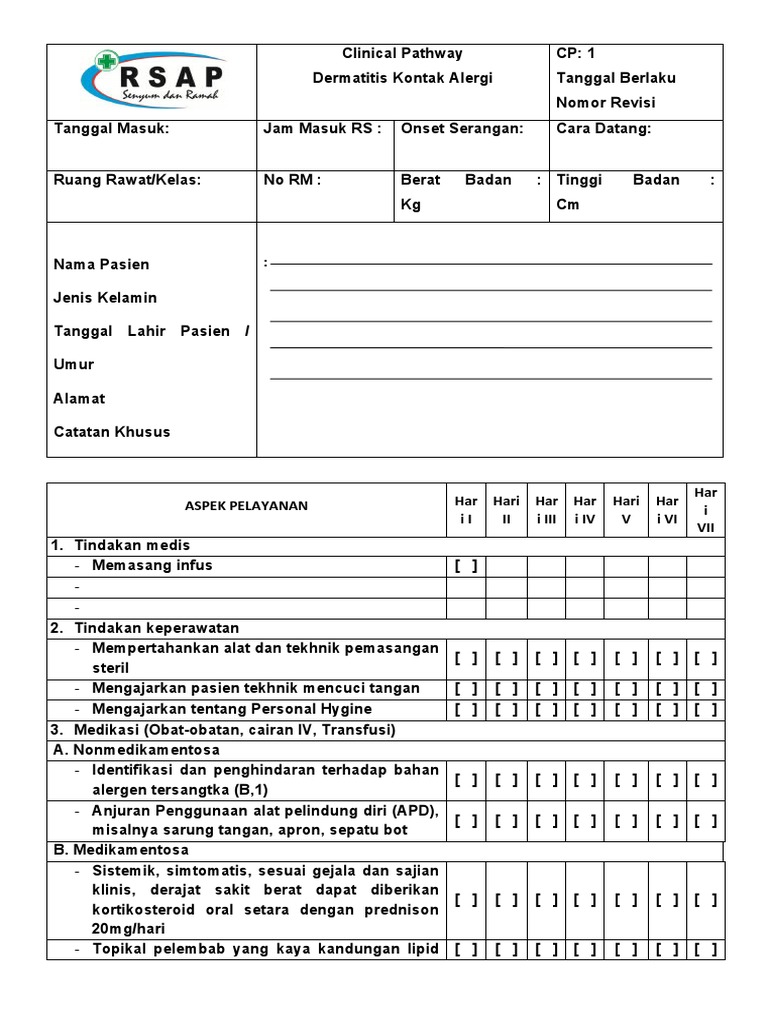Clinical Pathway Dermatitis Kontak Alergi 2 | PDF
