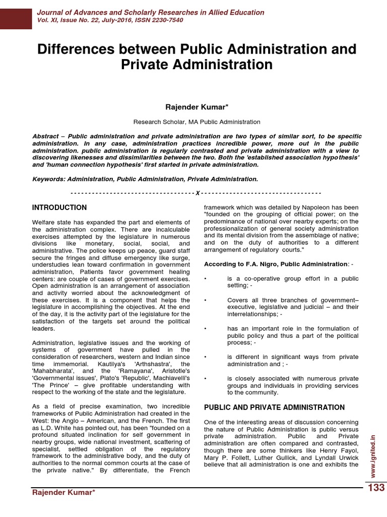 Public vs. Private Administration Differences | PDF | Monopoly | Profit (Economics)