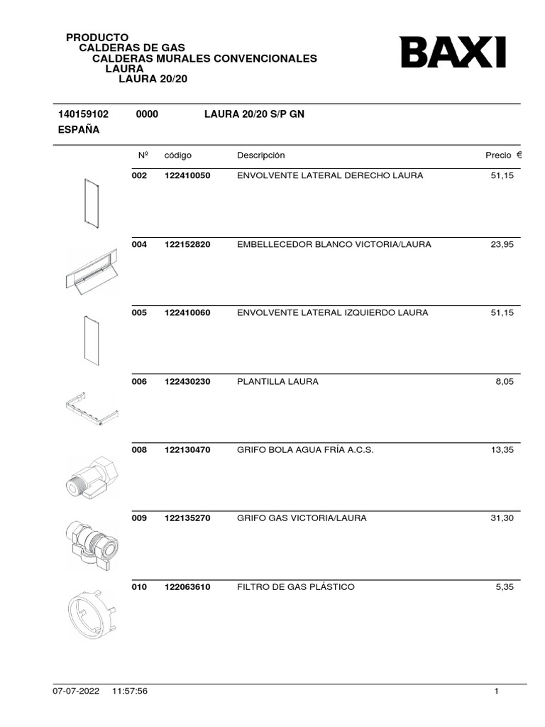 Catálogo Calderas Roca Laura 20/20 | PDF | Plomería | Electrodoméstico