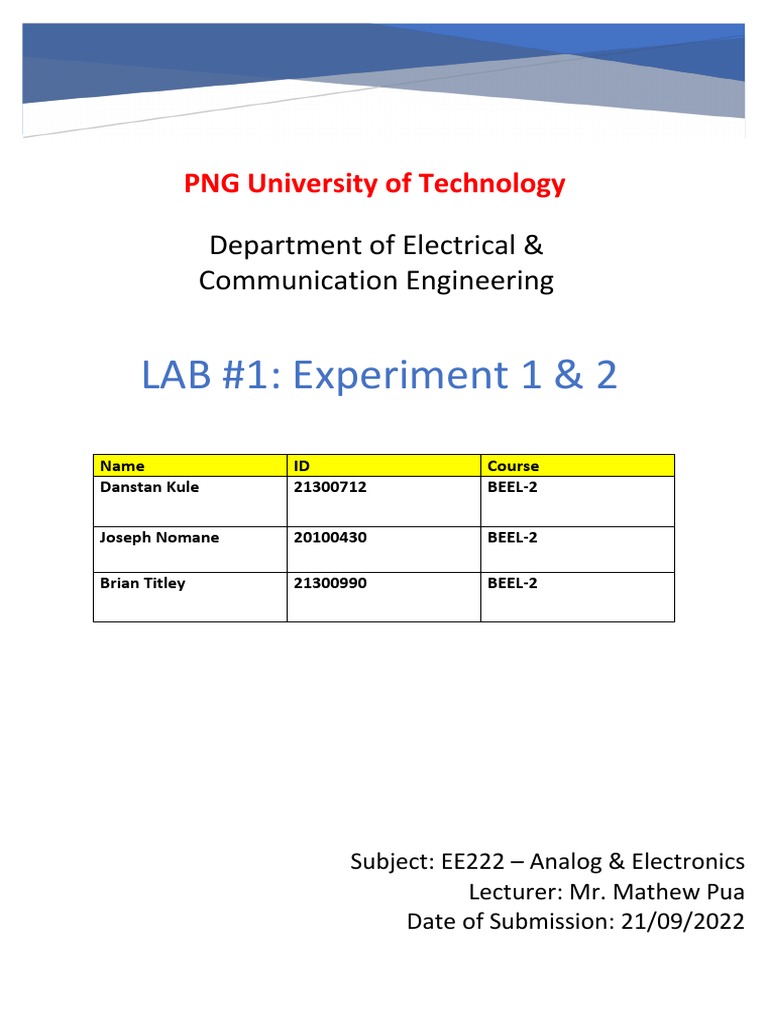 Lab Report On Standard Diode | PDF | P–N Junction | Diode