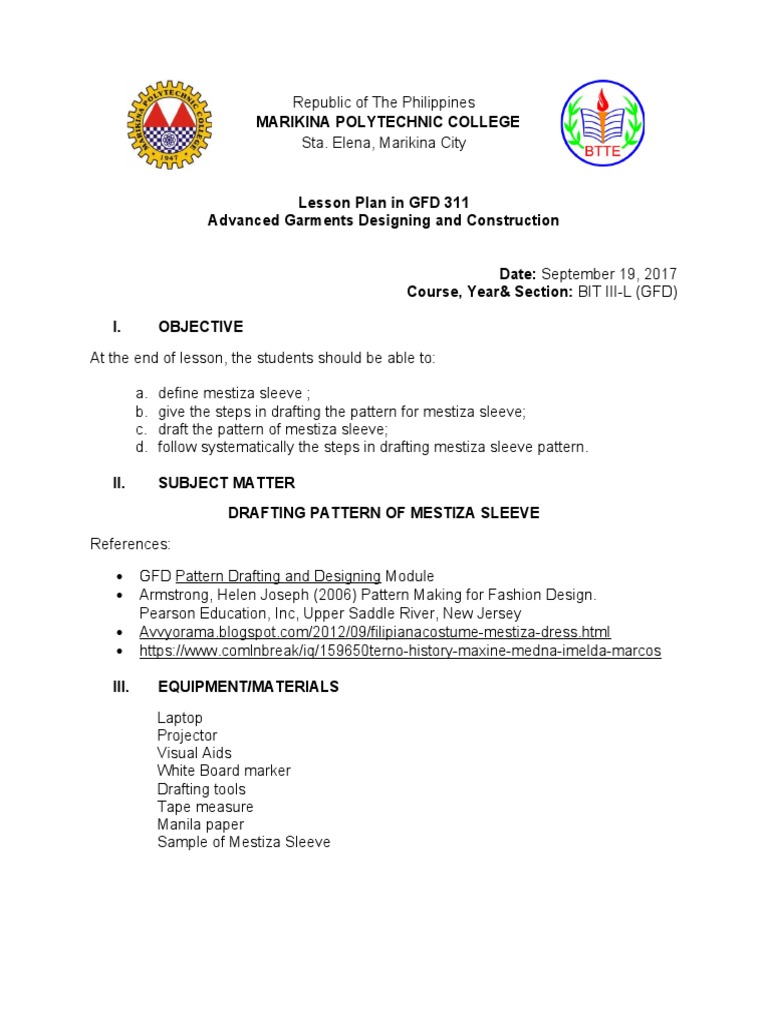 Dressmaking Lesson Plan | PDF | Lesson Plan | Rubric (Academic)