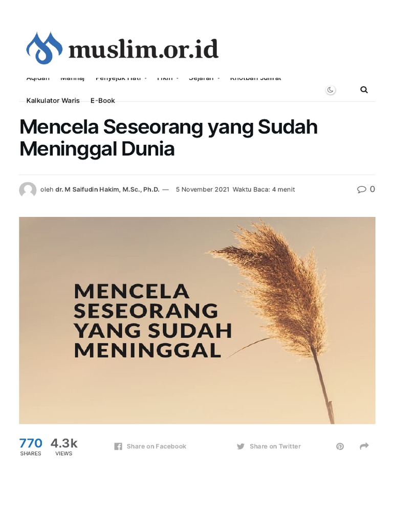 Mencela Seseorang Yang Sudah Meninggal Dunia | PDF