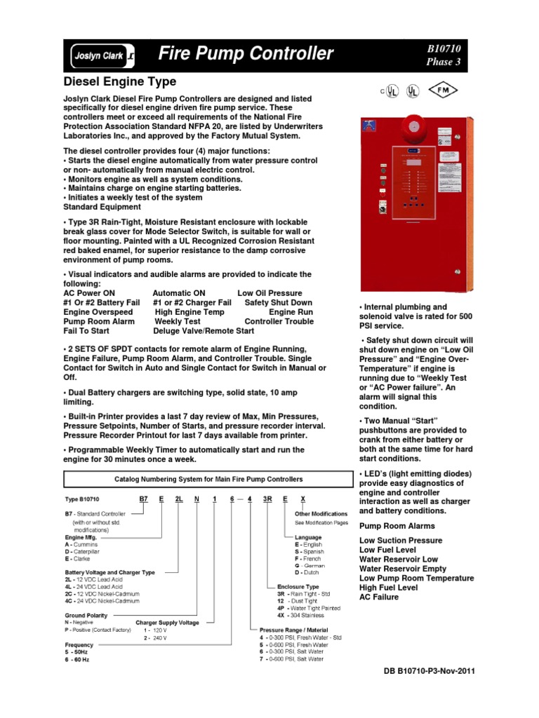 Joslyn Clark Fire Pump Controller Diesel Engine Type B Series | PDF ...