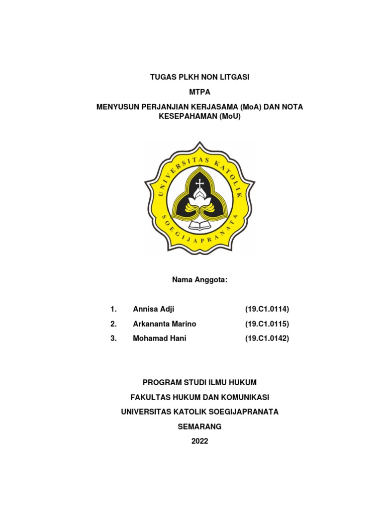 NASKAH PERJANJIAN KERJASAMA (MoA) Dan (MoU) | PDF