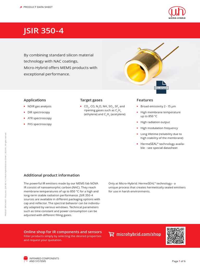 MH-datasheet-IR Emitter JSIR-350-4 | PDF | Infrared | Electromagnetism