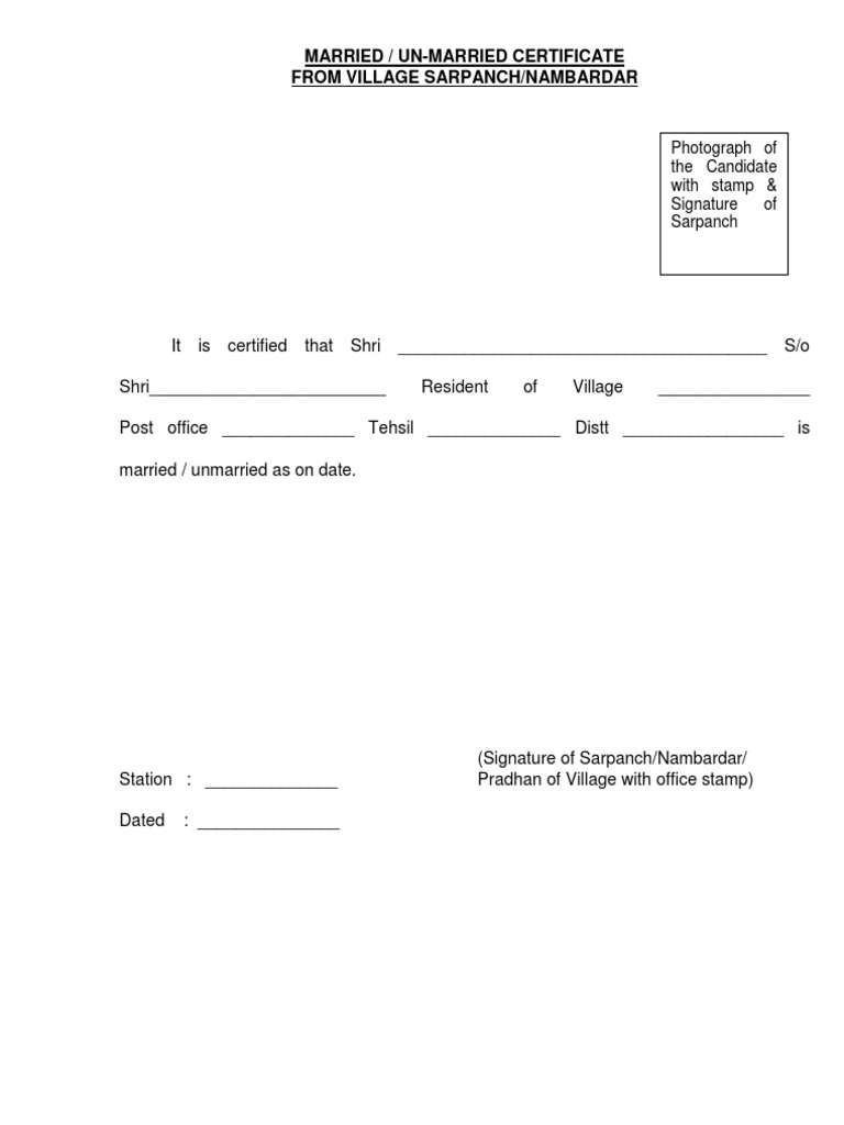 Unmarried Certificate | PDF