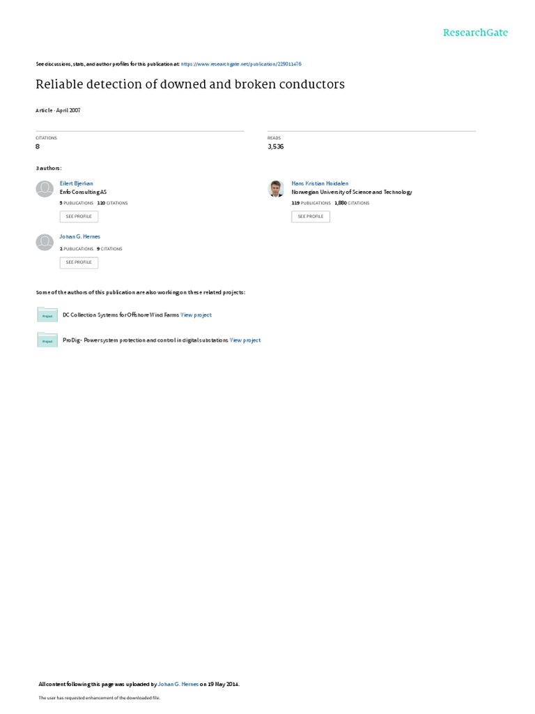 Reliable Detection of Downed and Broken Conductors | PDF | Transformer ...