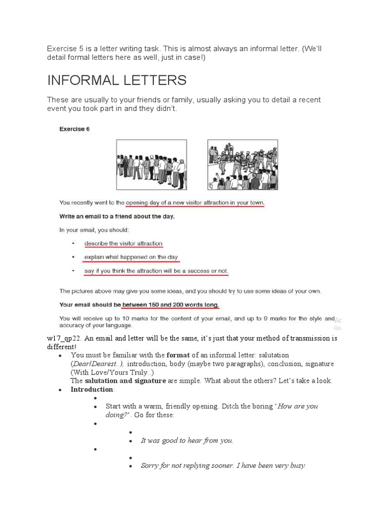 Exercise 5 Is A Letter Writing Task | PDF | Linguistics