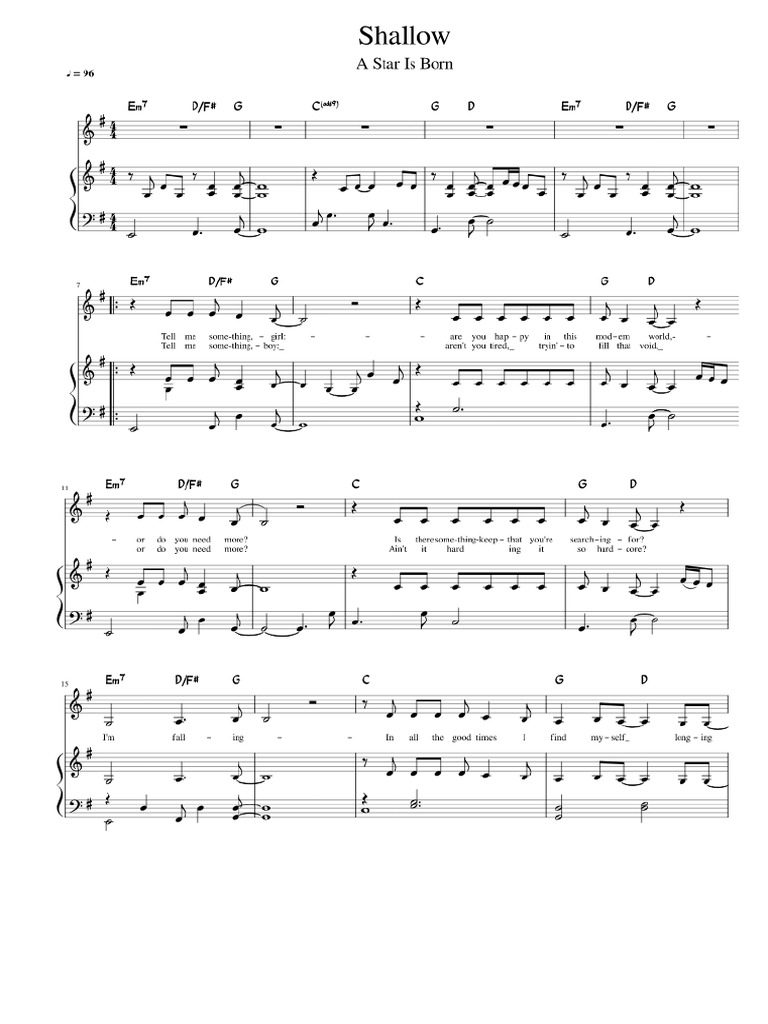 Shallow (A Star Is Born) Piano | PDF