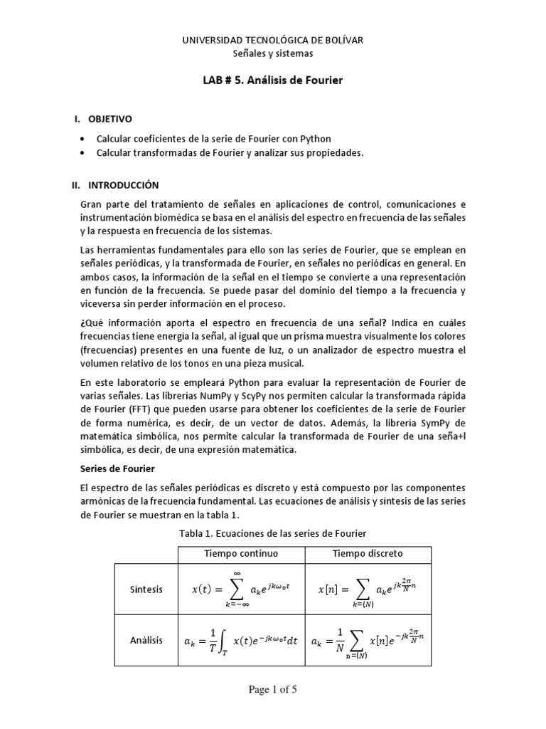 Lab 5 | PDF | Transformada de Fourier | Transformada rápida de Fourier