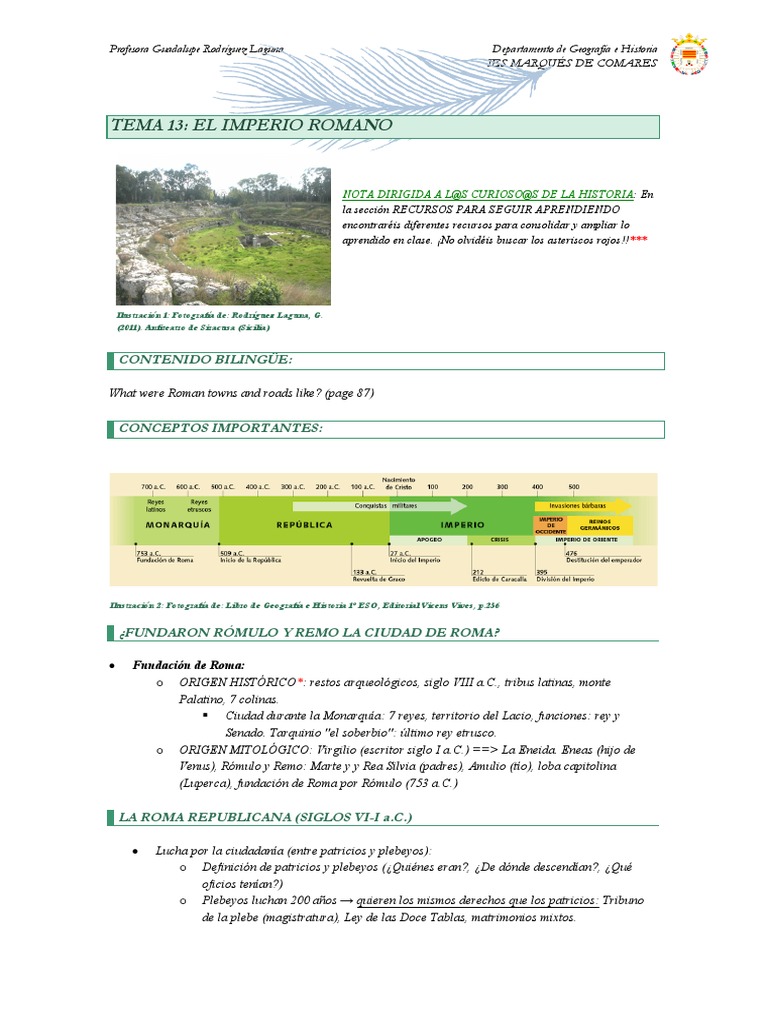 Esquema Tema 13 - 1eso | PDF | imperio Romano | Roma antigua