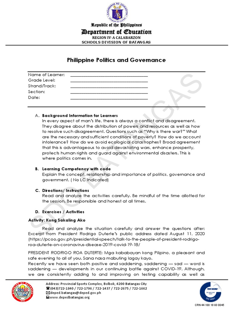 Custodio Edited PPG Worksheet MELC 1 3 | PDF | Social Science