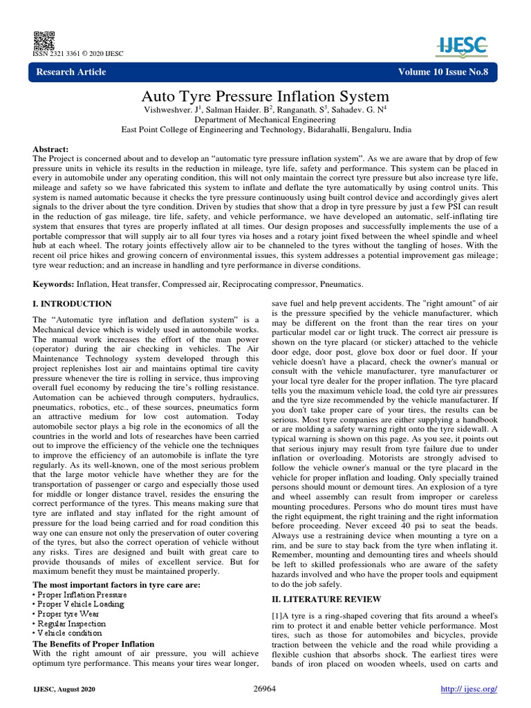 .Auto Tyre Pressure Inflation System | PDF | Electric Motor | Tire