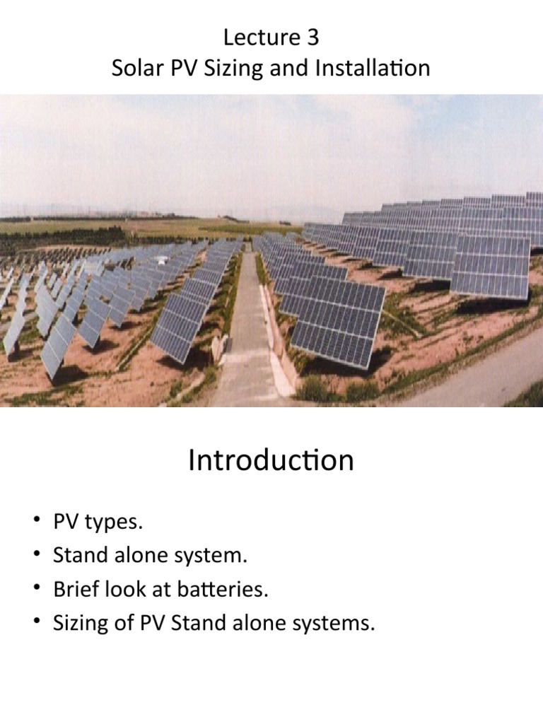 3-Solar PV Sizing & Installation | PDF | Photovoltaic System ...