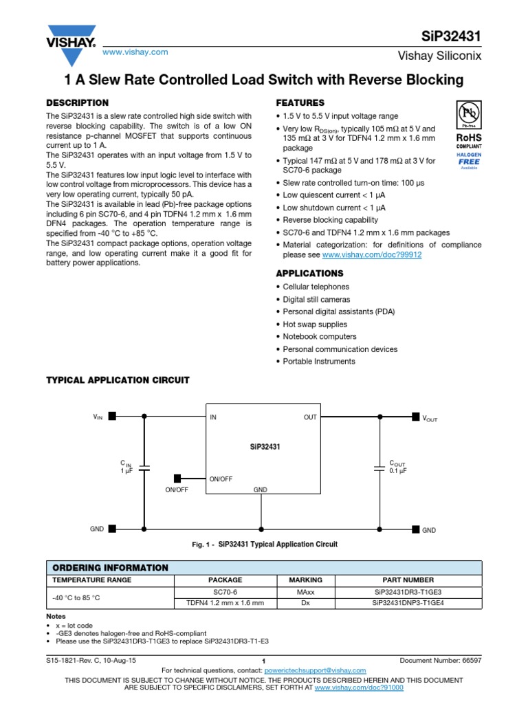 Sip32431 RC Vishay | PDF | Capacitor | Field Effect Transistor