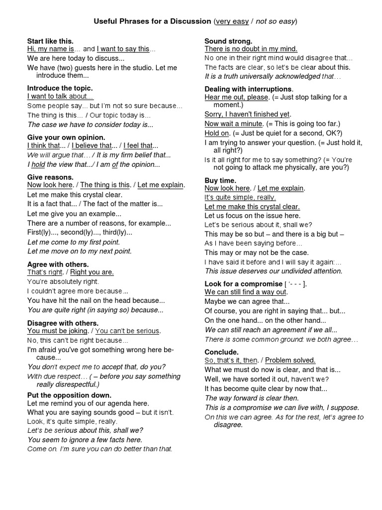 Discussion Phrases | PDF