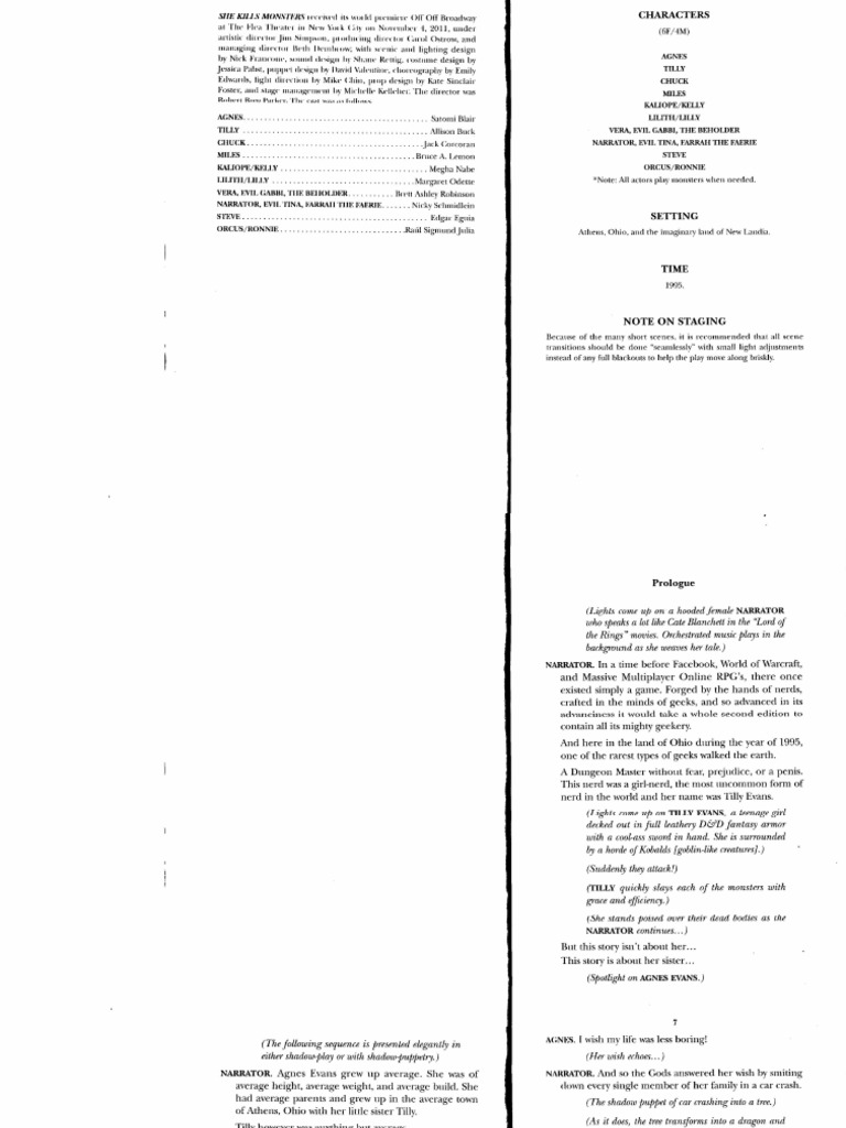 She Kills Monsters 2016 Script | PDF