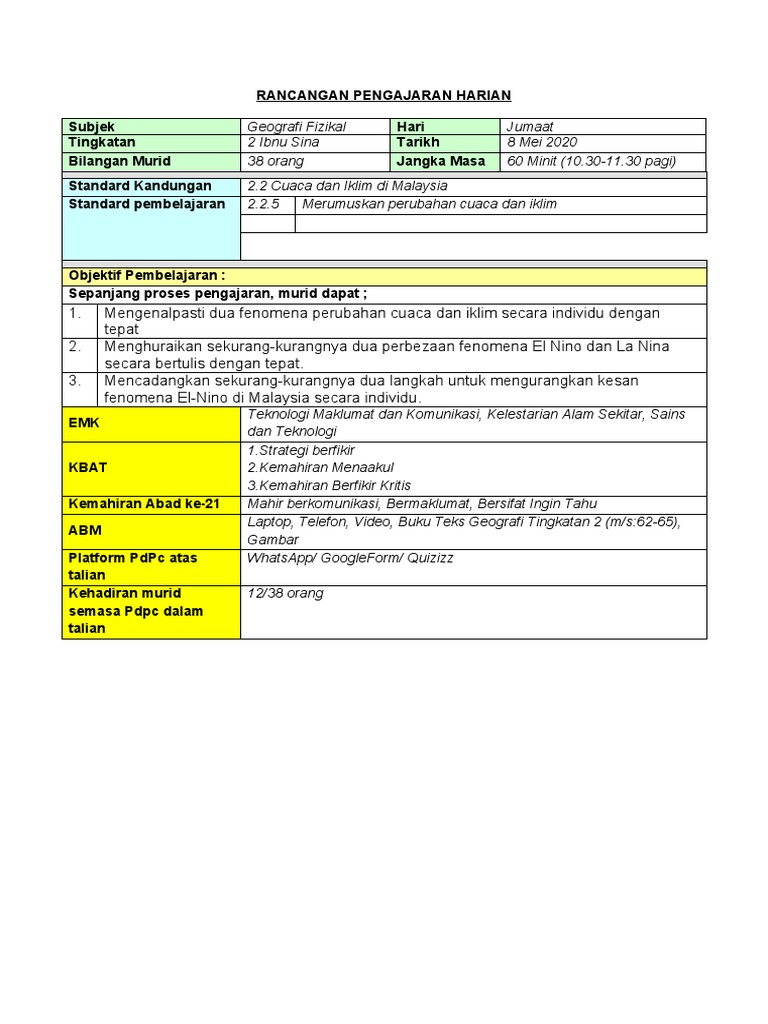 RPH Geografi Online 080520 | PDF | Komputer