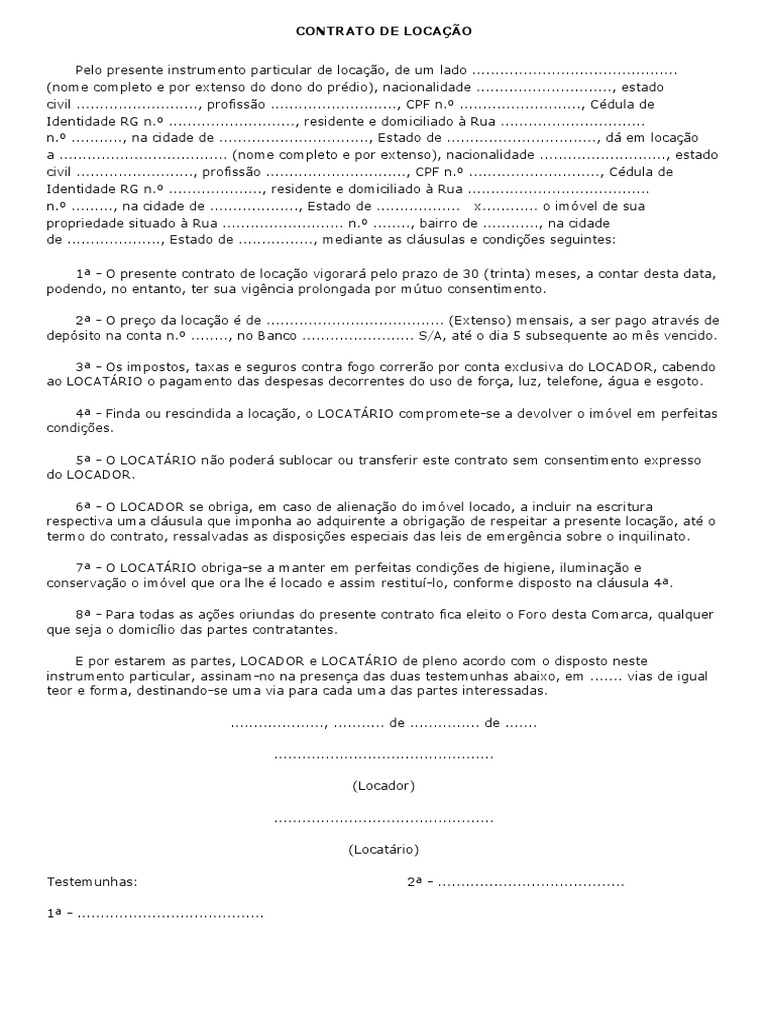 Contrato Aluguel | PDF | Aluguel | Estado