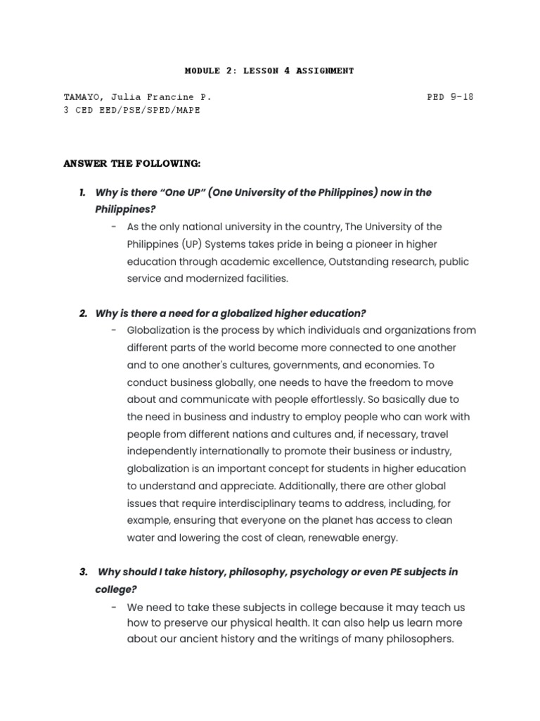 MODULE 2 - LESSON 4 ASSIGNMENT - TAMAYO, Julia Francine | PDF