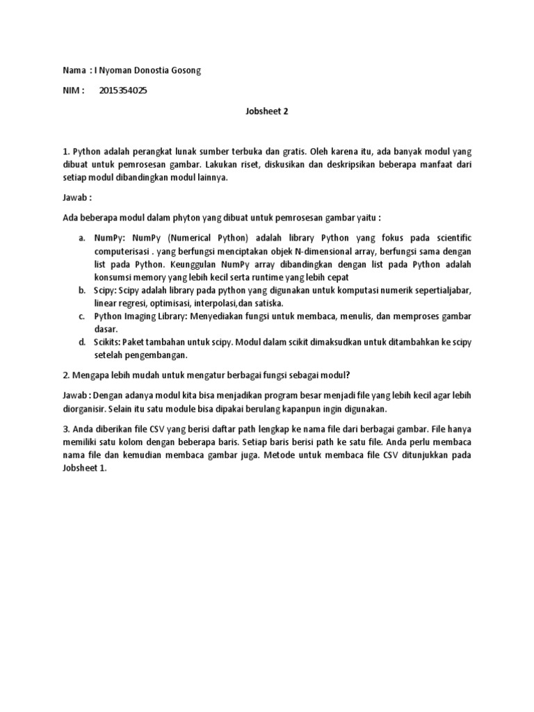 Modul Python untuk Pemrosesan Gambar | PDF