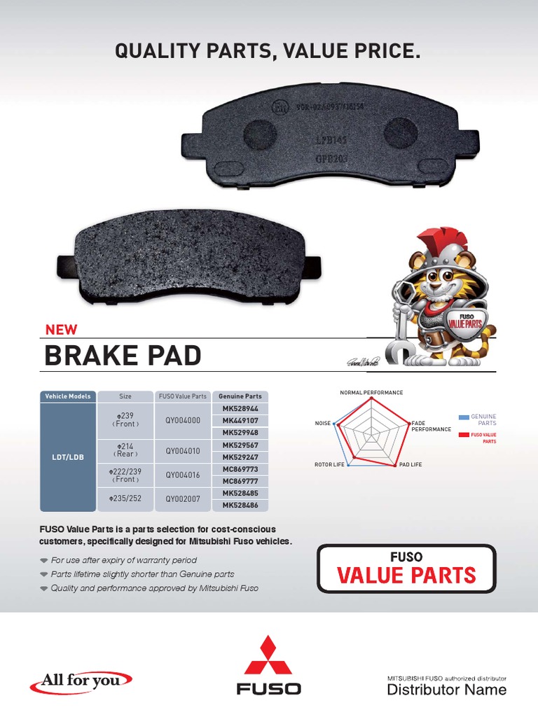 Fuso Value Parts Brake Pad | PDF