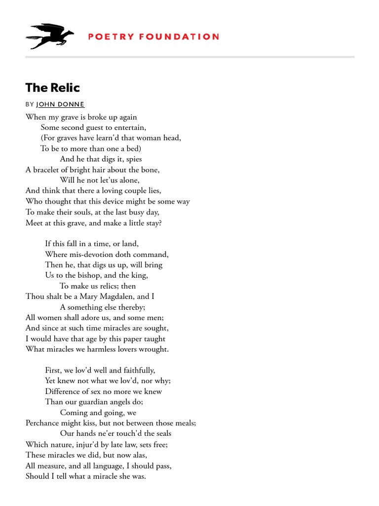The Relic: Love and Mortality in Donne | PDF | Religion & Spirituality
