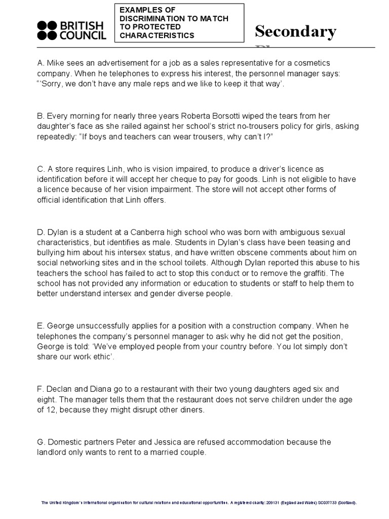 Examples of Discrimination | PDF