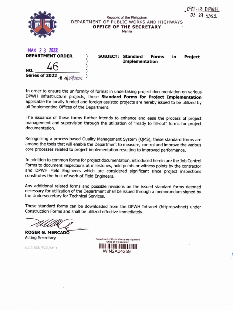 DPWH Standard Forms for Project Implementation | PDF | Economies