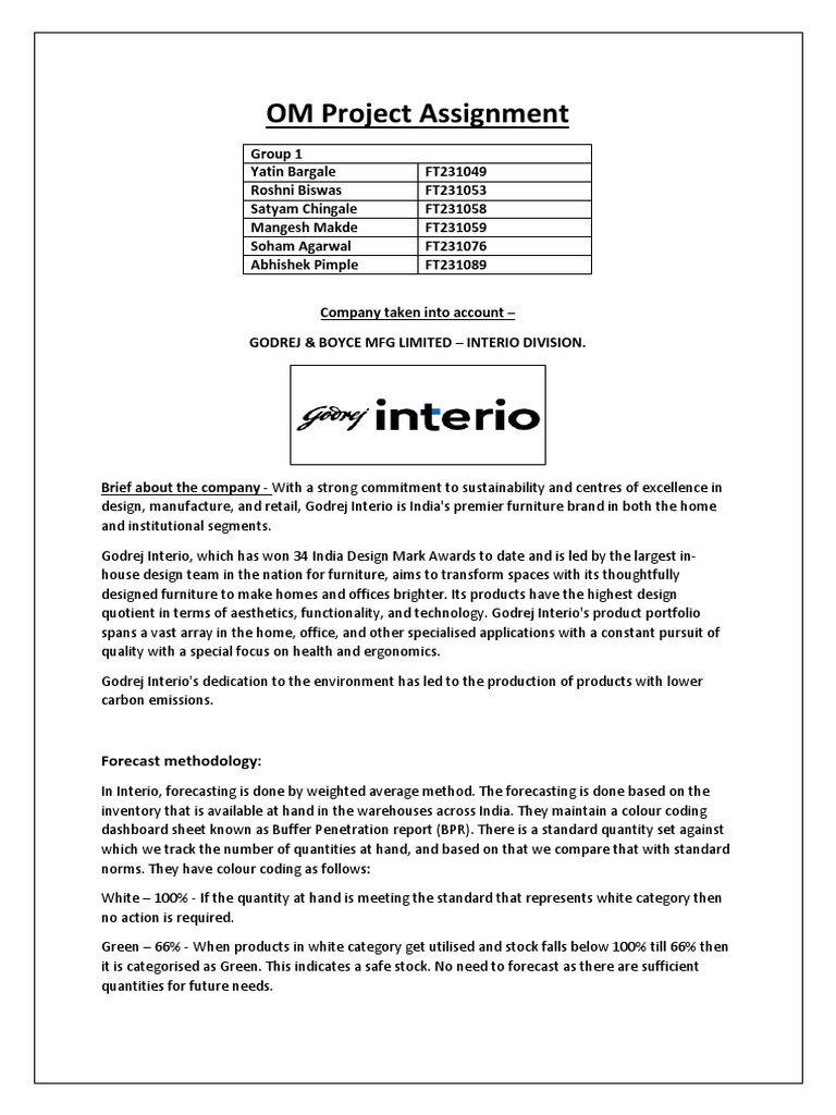 OM Project Assignment | PDF | Lean Manufacturing | Inventory