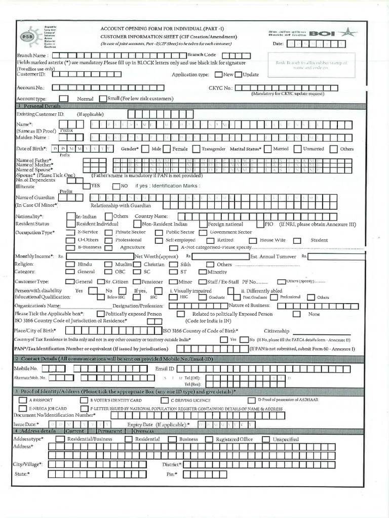 Account Opening Form (Individual) - 1 | PDF